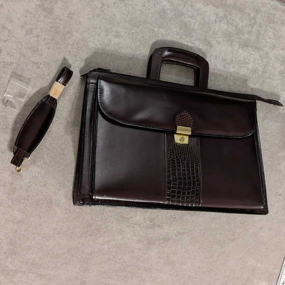 Unbranded | Bags | Briefcase Glossy Vintage Mahogany Red Leather ...